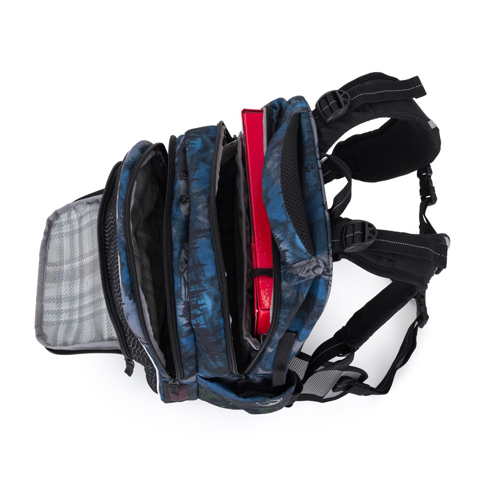 Školní tříkomorový batoh s vyjímatelným bederním pásem – vlk | Bagmaster.cz